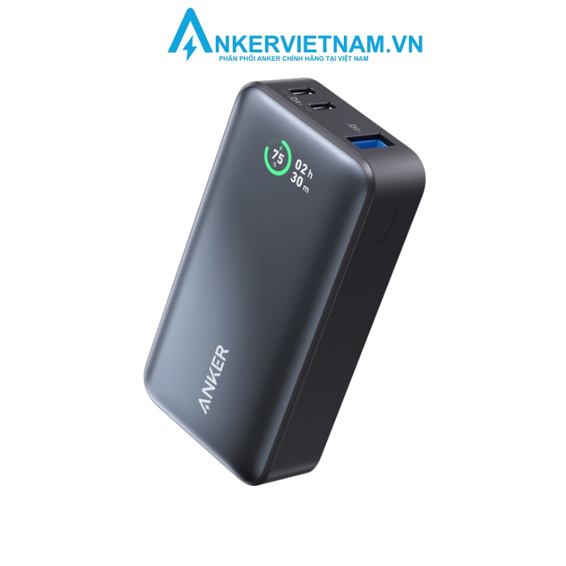 Anker A1256 - Pin dự phòng Anker 533 dung lượng 10000mah, công suất 30w, 2 Type C, 1 Usb A, tích ...